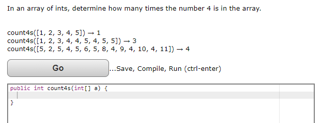 Solved In an array of ints, determine how many times the | Chegg.com