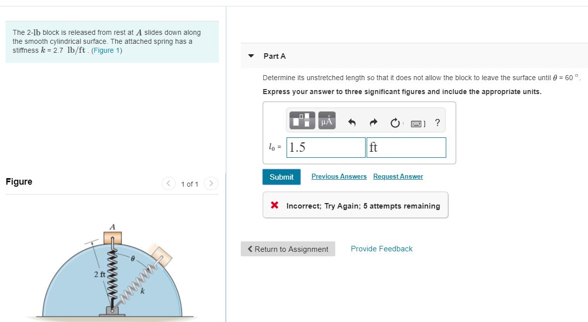 Solved The 2-lb block is released from rest at A slides down | Chegg.com