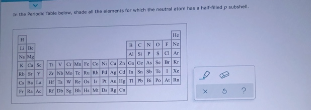 Solved In the Periodic Table below, shade all the elements | Chegg.com