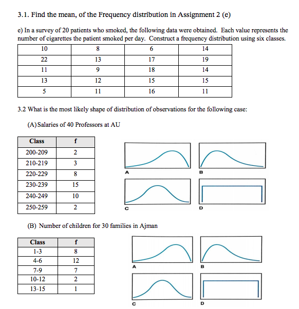 Solved 3.1. Find the mean, of the Frequency distribution in | Chegg.com