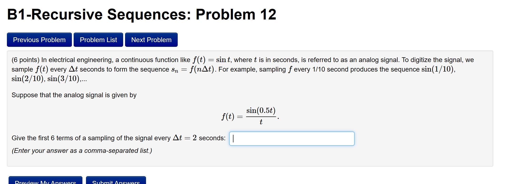 Solved B1-Recursive Sequences: Problem 12 Previous Problem | Chegg.com