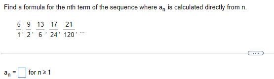 Solved Find a formula for the nth term of the sequence where | Chegg.com