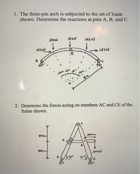 Solved The three-pin arch is subjected to the set of loads | Chegg.com