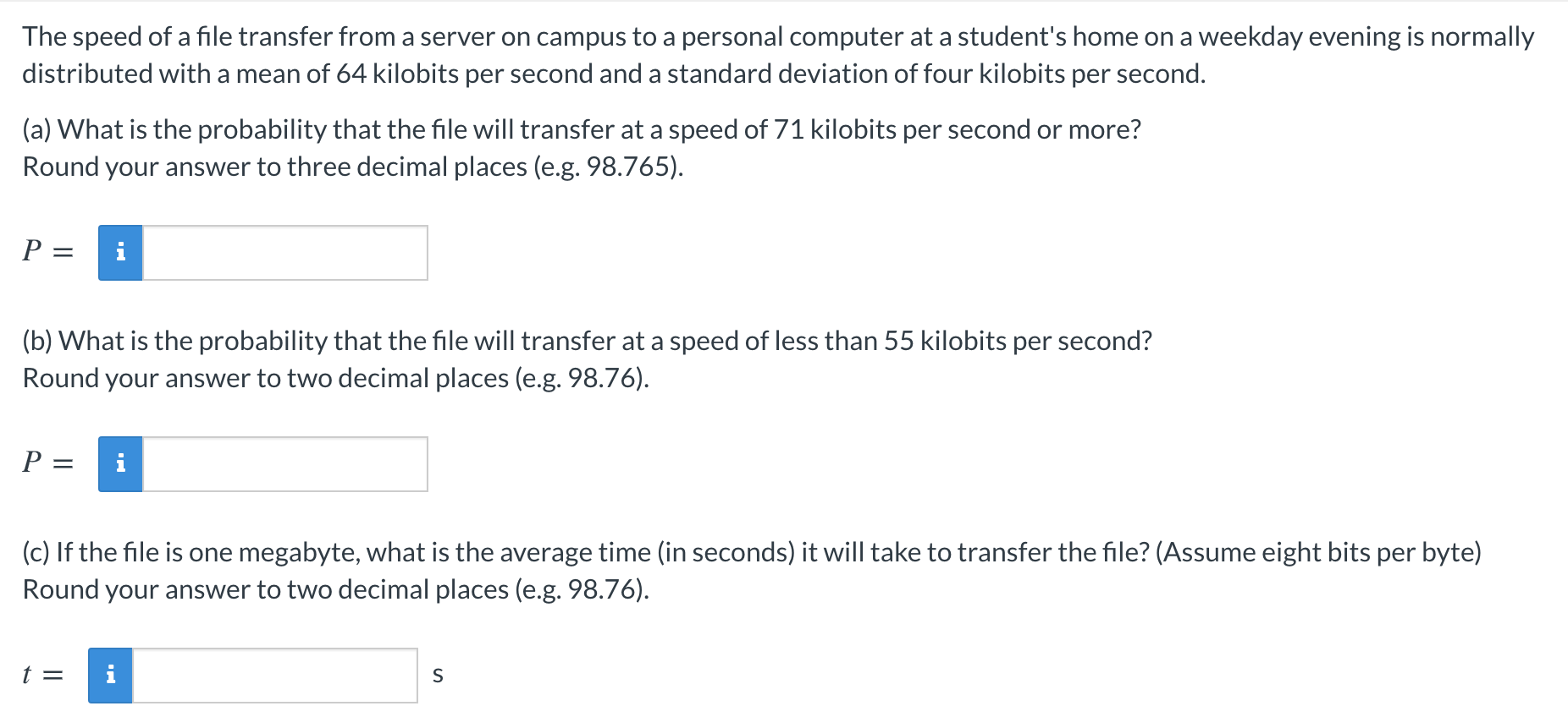Solved The speed of a file transfer from a server on campus | Chegg.com