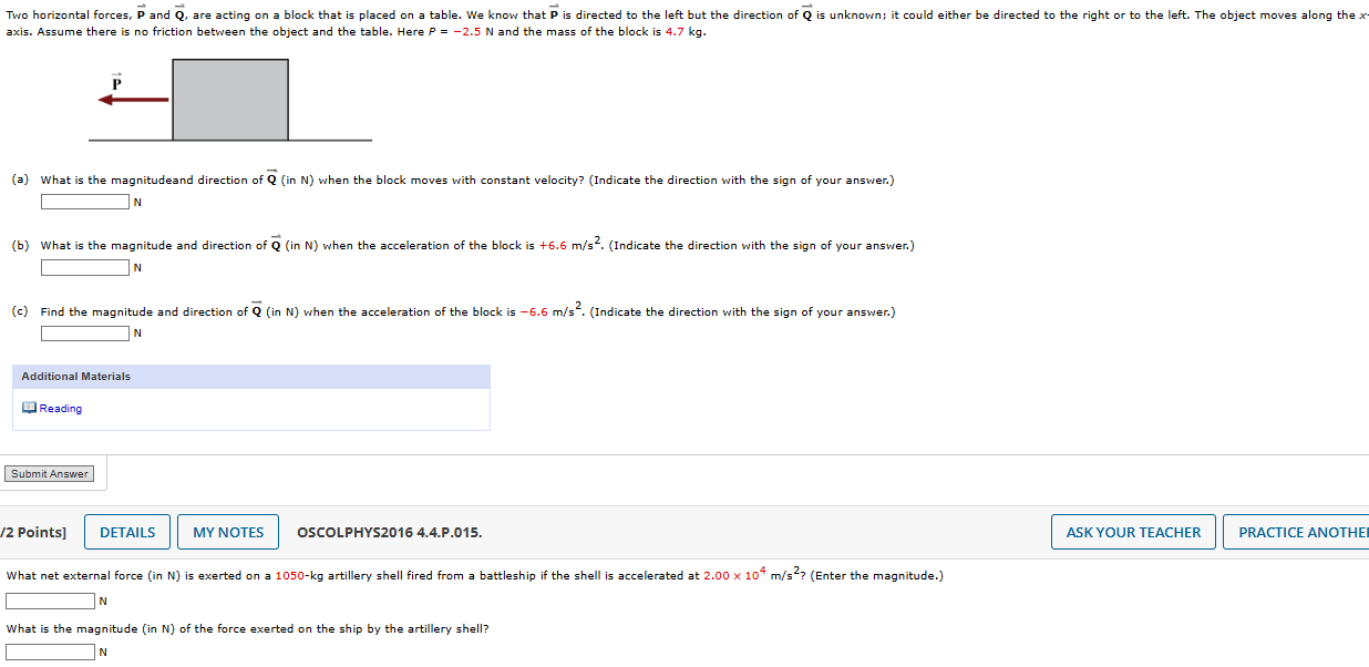 Solved axis. Assume there is no friction between the object | Chegg.com