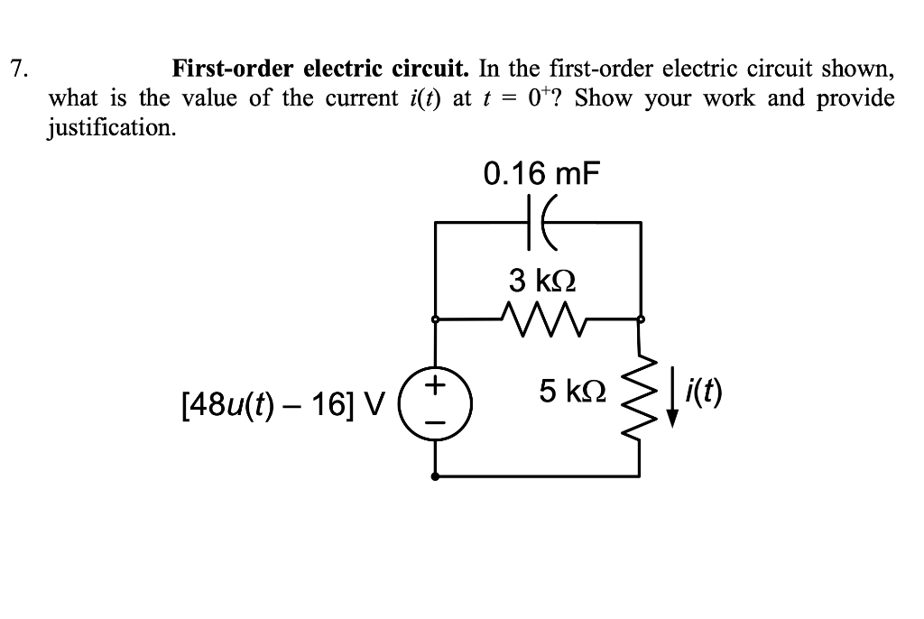Solved 7. First-order electric circuit. In the first-order | Chegg.com