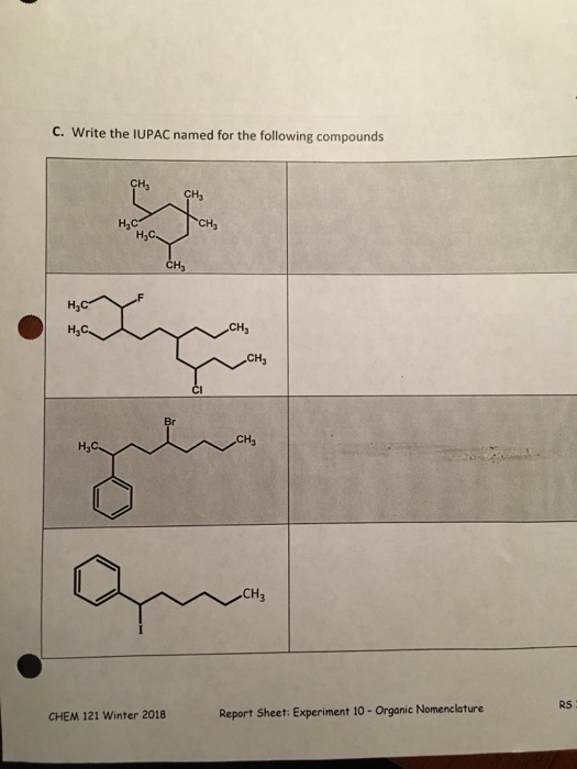 Solved C. Write the IUPAC named for the following compounds | Chegg.com Solved C. Write the IUPAC named for the following compounds | Chegg.com