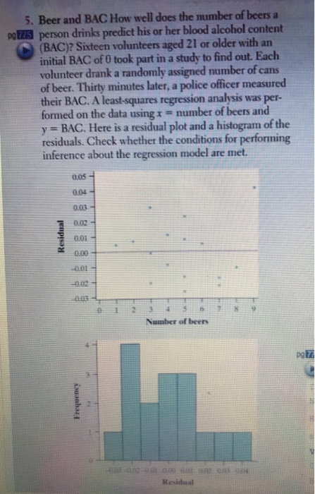 Solved 5. Beer and BAC How well does the number of beers a | Chegg.com