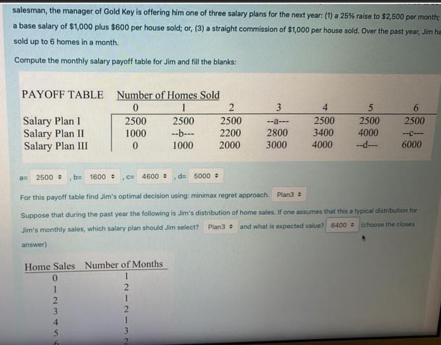 Solved salesman, the manager of Gold Key is offering him one | Chegg.com