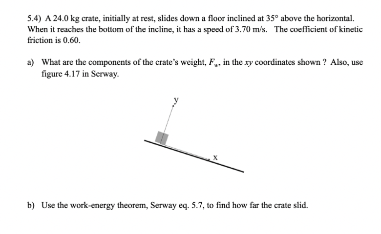 Solved 5.4) ﻿A 24.0kg ﻿crate, initially at rest, slides down | Chegg.com
