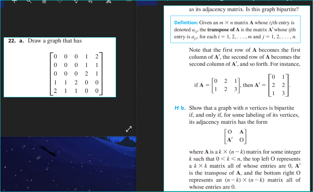 Solved as its adjacency matrix. Is this graph bipartite? | Chegg.com