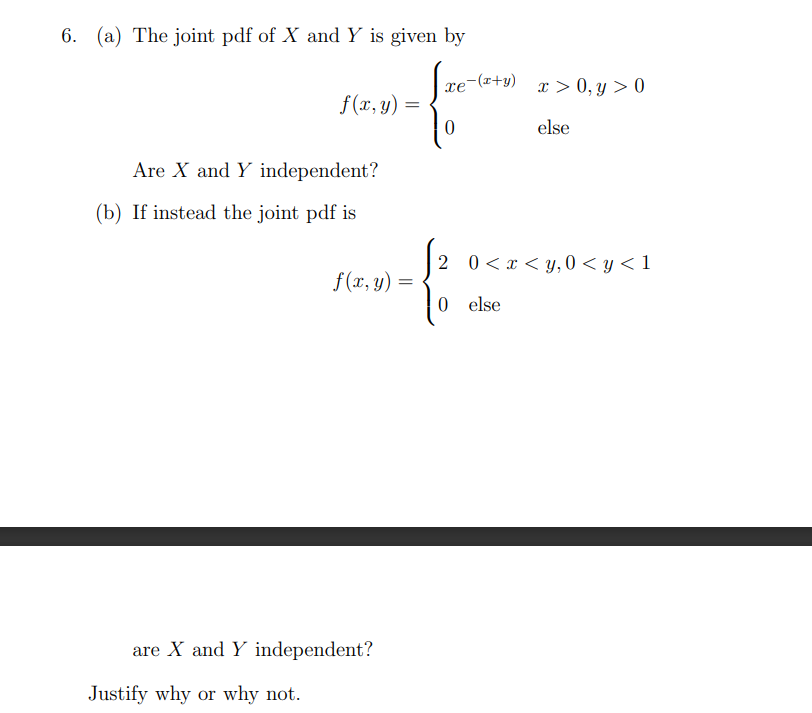 Solved 6. (a) The joint pdf of X and Y is given by | Chegg.com
