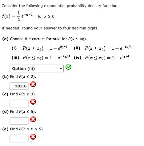 Solved Consider the following exponential probability | Chegg.com
