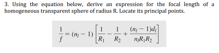Solved 3. Using the equation below, derive an expression for | Chegg.com