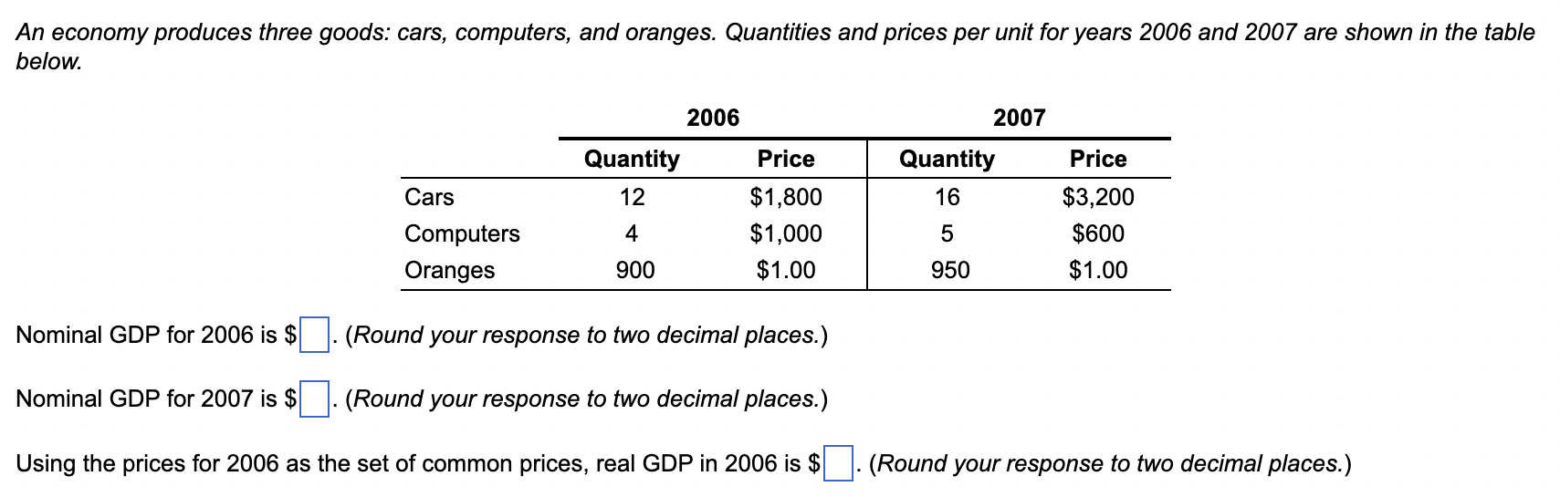Solved An economy produces three goods: cars, computers, and | Chegg.com