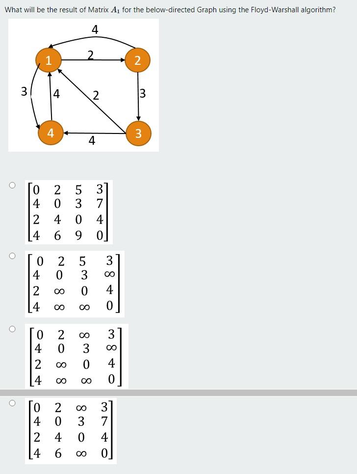 Solved What will be the result of Matrix A1 for the | Chegg.com