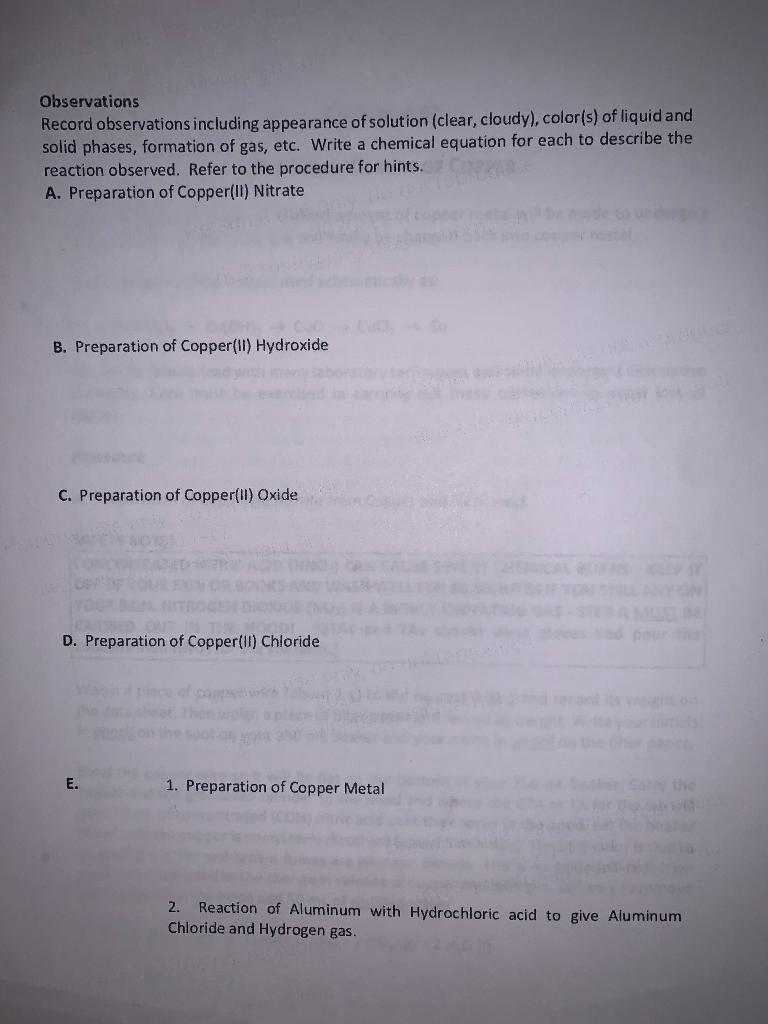 Solved Observations Record observations including appearance | Chegg.com