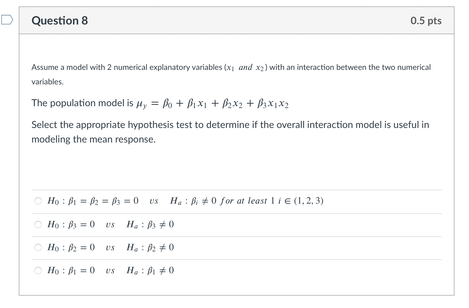 Solved Question 5 0.5 pts Assume a model with 1 numerical | Chegg.com