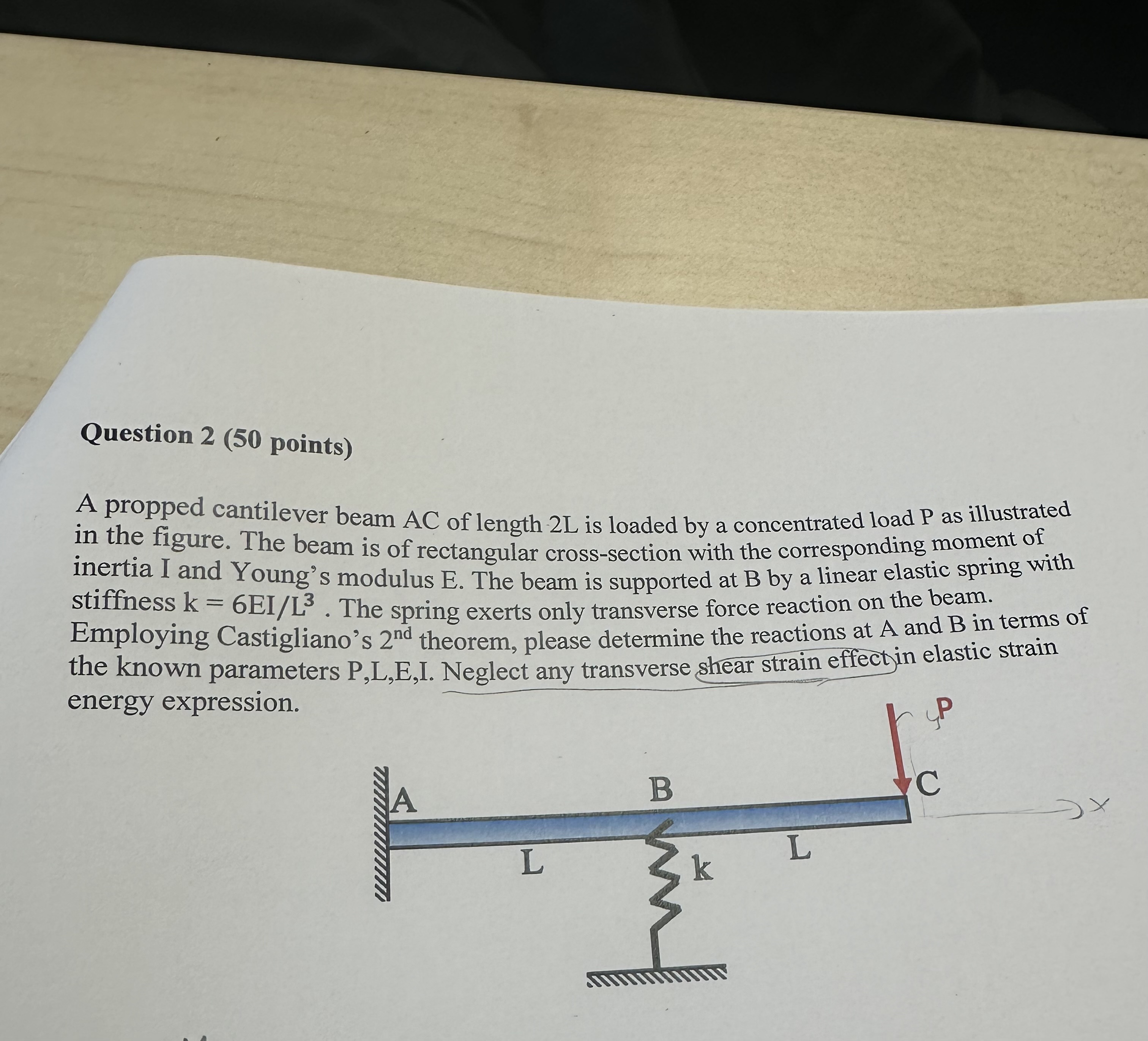 Solved Question 2 (50 ﻿points)A propped cantilever beam AC | Chegg.com