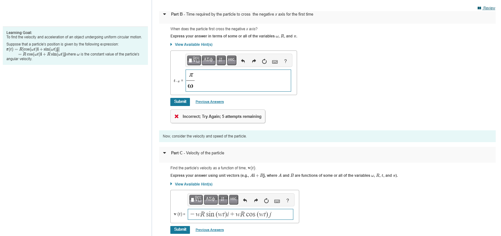 Solved Part B - ﻿Time required by the particle to cross the | Chegg.com