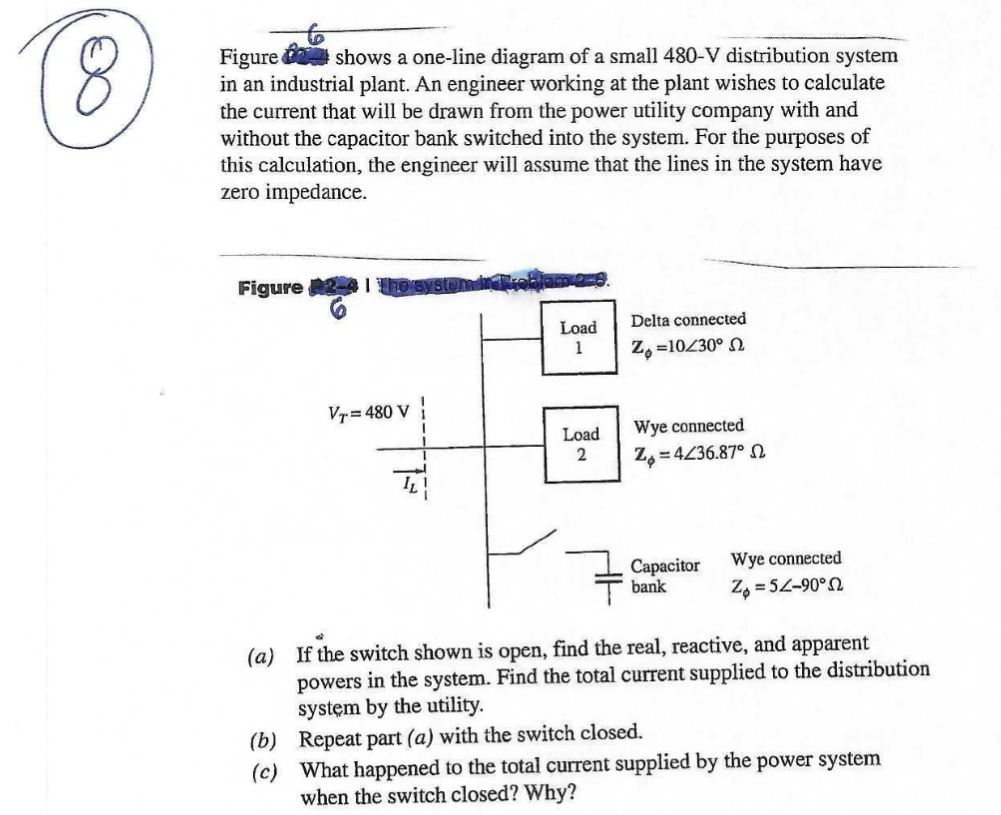 Solved to Figure shows a one-line diagram of a small 480-V | Chegg.com