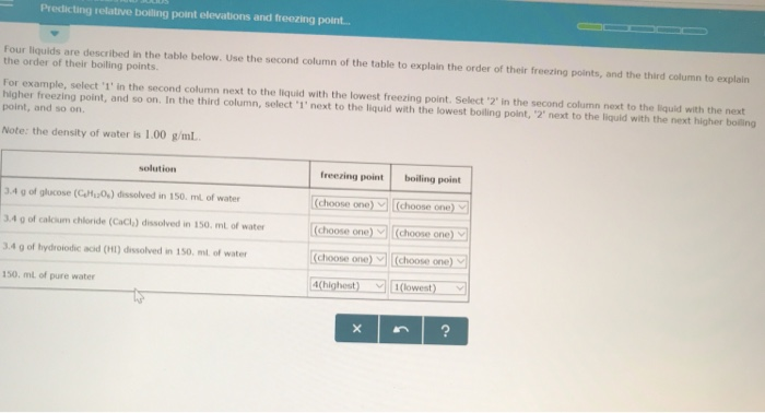 Solved Predicting relative boiling point elevations and | Chegg.com