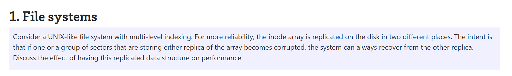 Solved 1. File systems Consider a UNIX-like file system with | Chegg.com