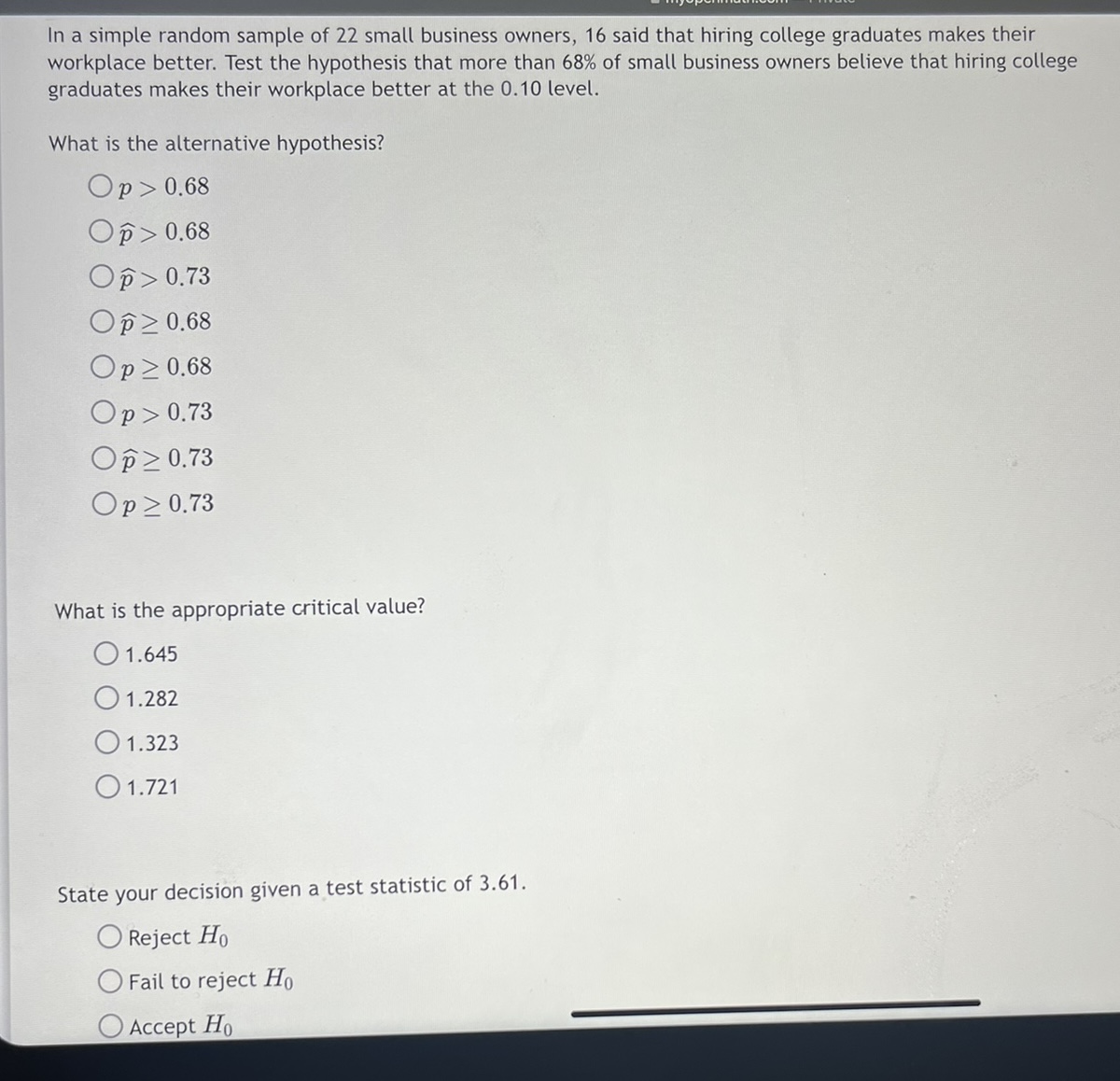 Solved In a simple random sample of 22 small business | Chegg.com