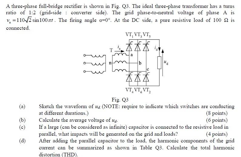 A three-phase full-bridge rectifier is shown in Fig. | Chegg.com