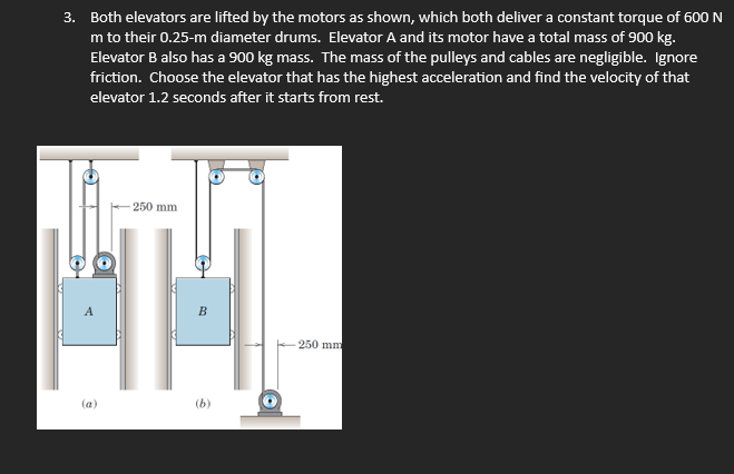 Solved Both elevators are lifted by the motors as shown, | Chegg.com