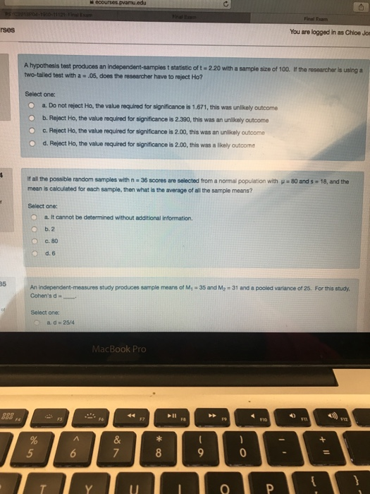 Solved ecourses pvamu.edu rses You are logged in as Chioe Jo | Chegg.com