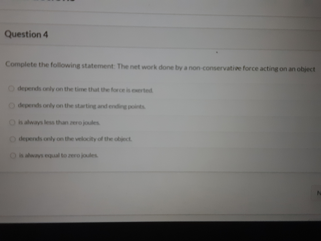 Solved Complete the following statement: The net work done | Chegg.com