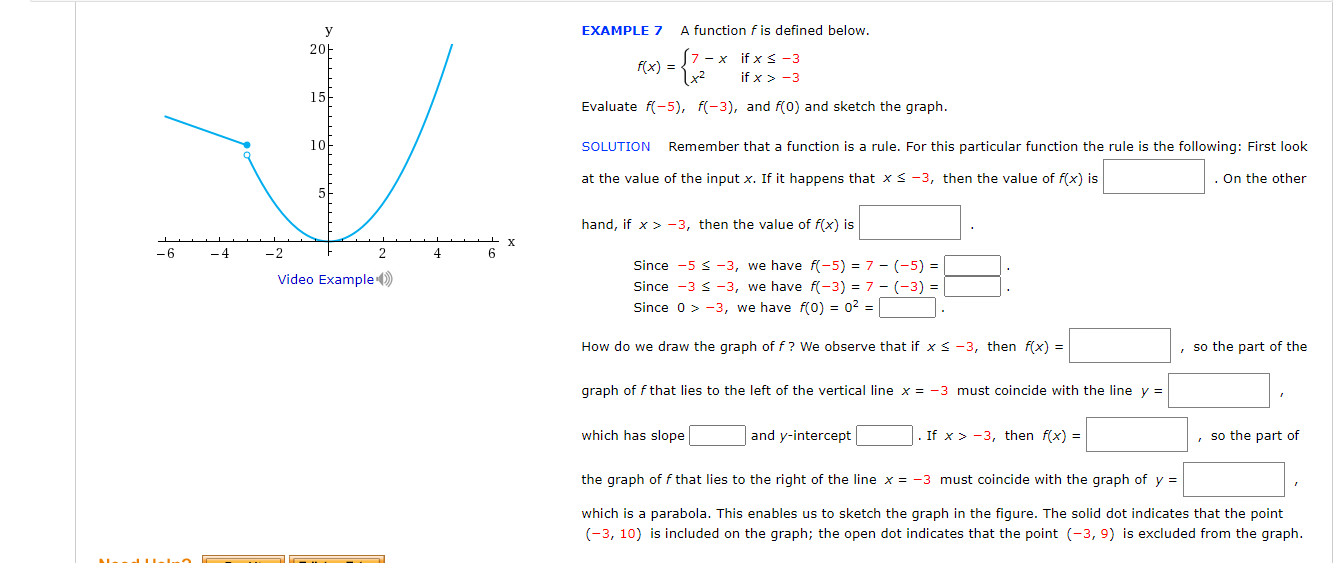 Solved 20- EXAMPLE 7 A function f is defined below. f(x) = { | Chegg.com