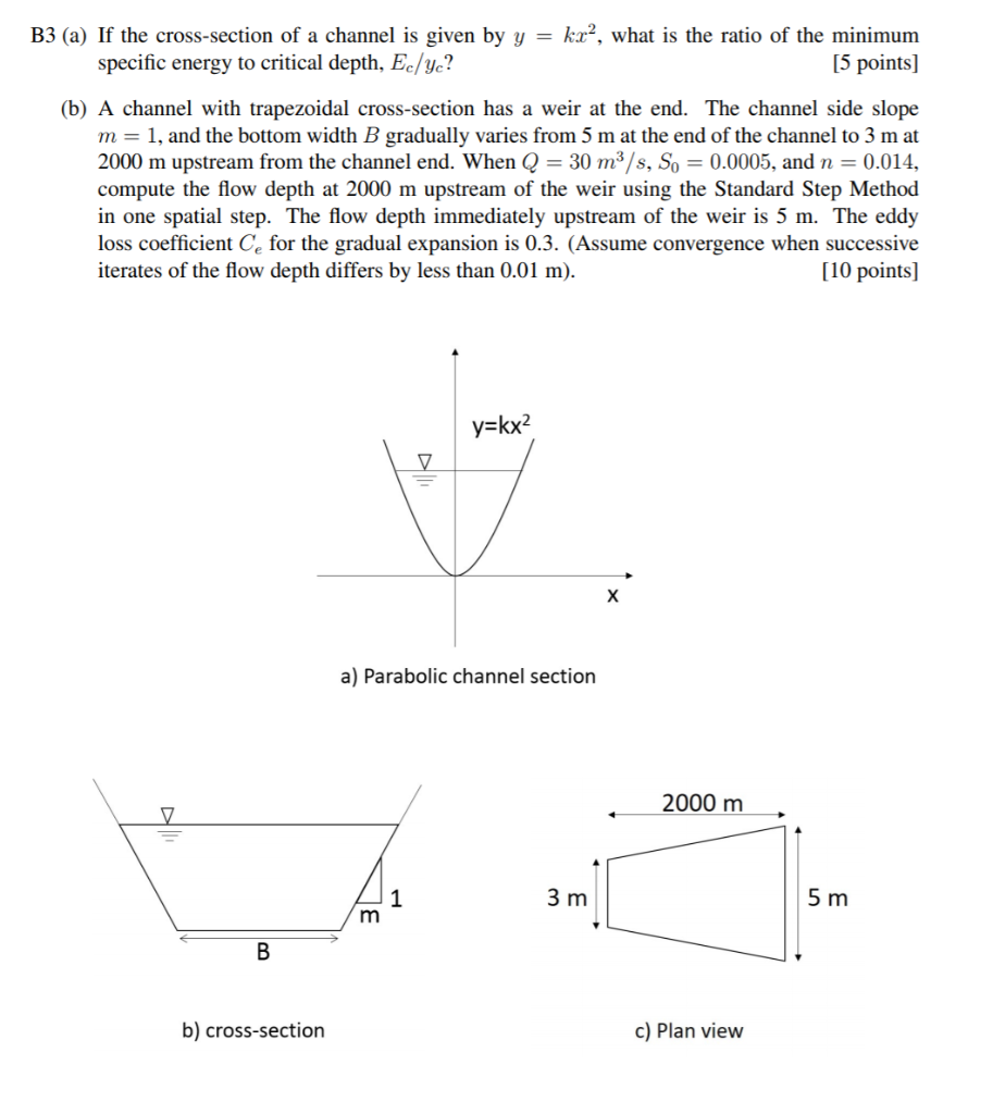 Solved B3 (a) If the cross-section of a channel is given by | Chegg.com
