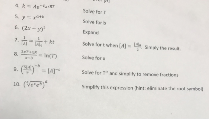 Solved 4, k = Ae-Ea/RT Solve for T Solve for b Expand Solve | Chegg.com