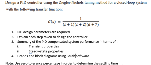 Solved Design a PID controller using the Ziegler-Nichols | Chegg.com