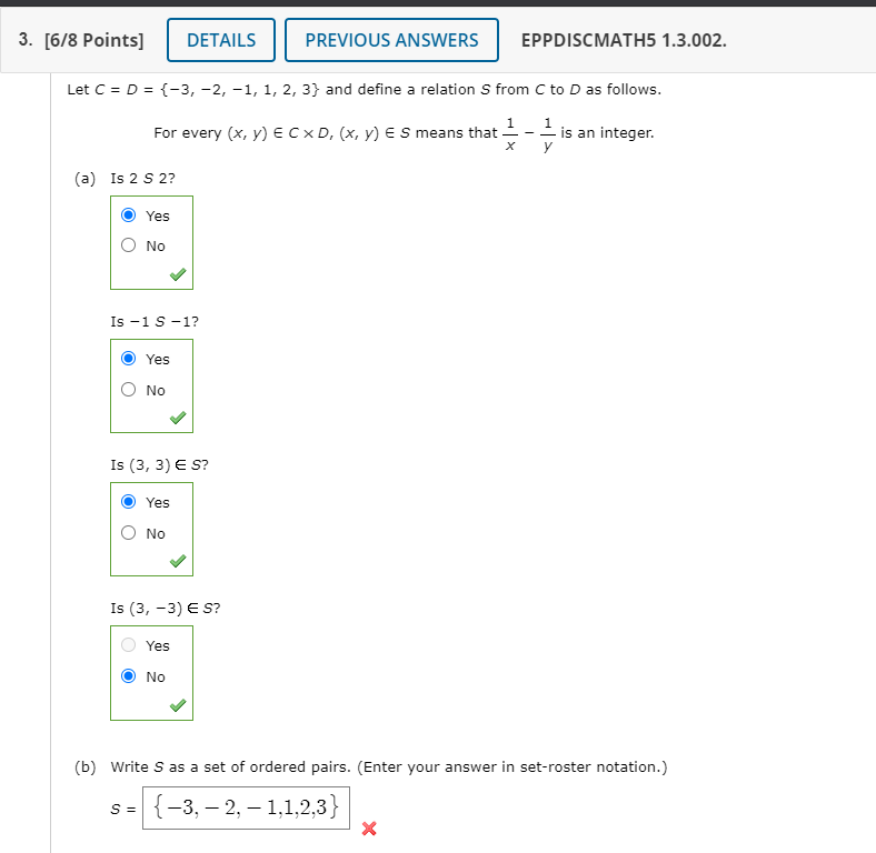 Solved 3. [6/8 Points] DETAILS PREVIOUS ANSWERS EPPDISCMATH5 | Chegg.com