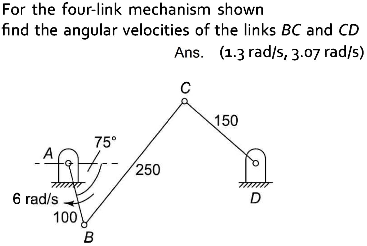 Solved For the four-link mechanism shown find the angular | Chegg.com