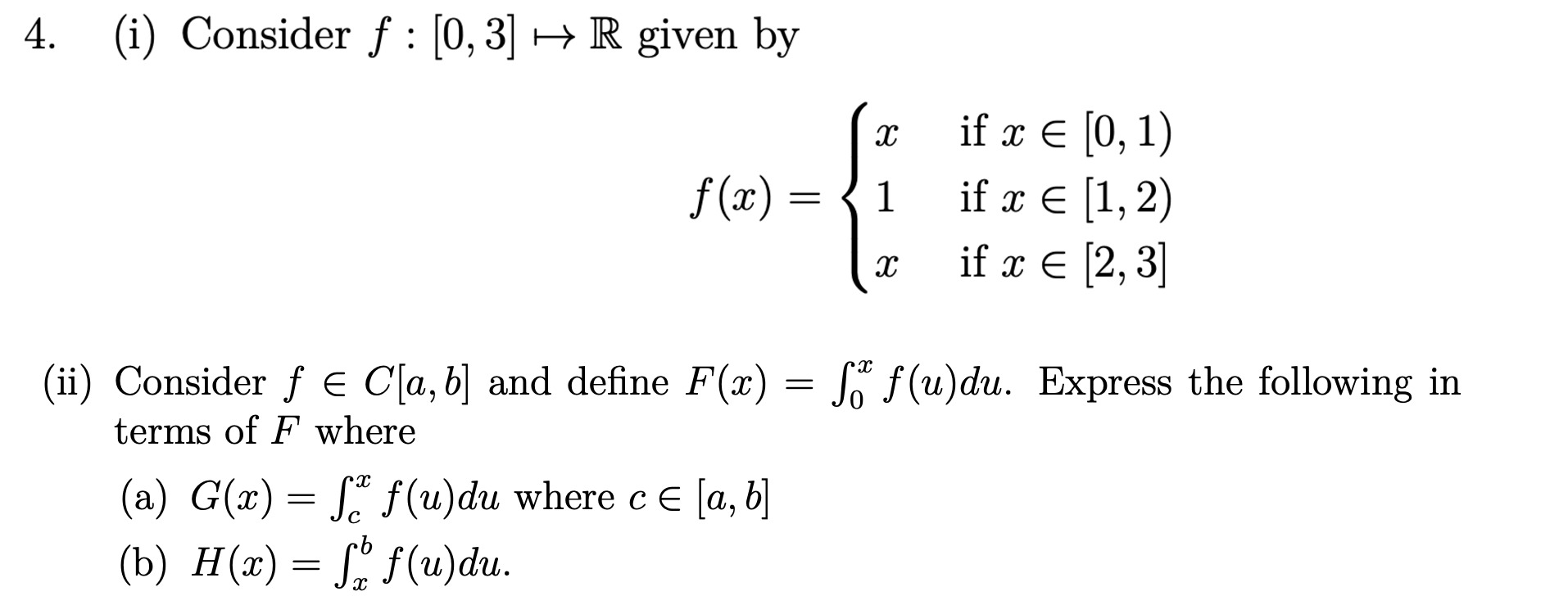 Solved (i) ﻿Consider f:[0,3]|→R ﻿given | Chegg.com