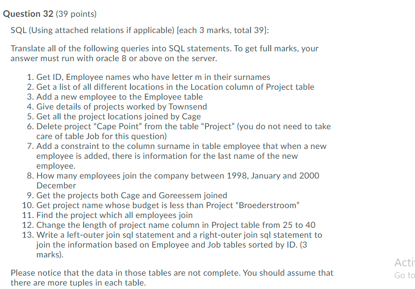Solved Question 32 39 Points Sql Using Attached Relations 