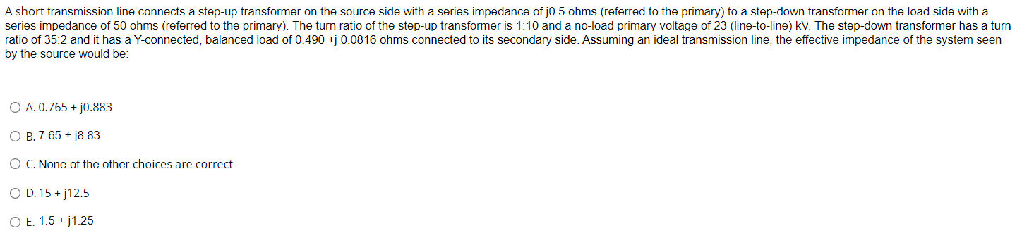 Solved A short transmission line connects a step-up | Chegg.com