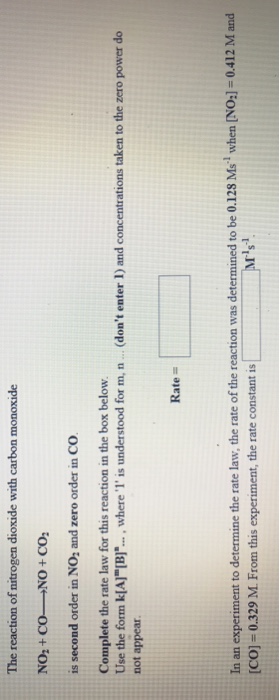 Solved The reaction of nitrogen dioxide with carbon monoxide | Chegg.com