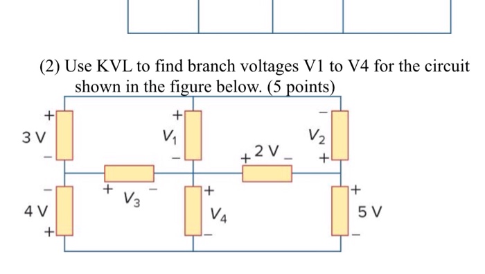 Solved Use KVL to find branch voltages V1 to V4 for the | Chegg.com