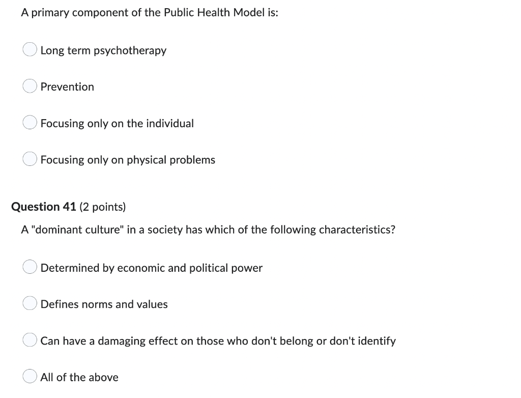 Solved A primary component of the Public Health Model is: | Chegg.com