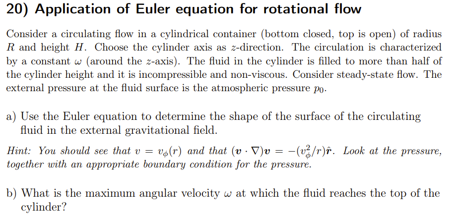 Solved Application Of Euler Equation For Rotational