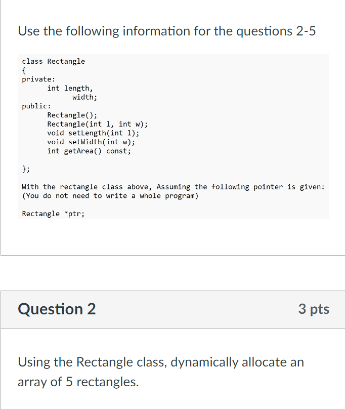 Solved Use the following information for the questions 2−5 | Chegg.com