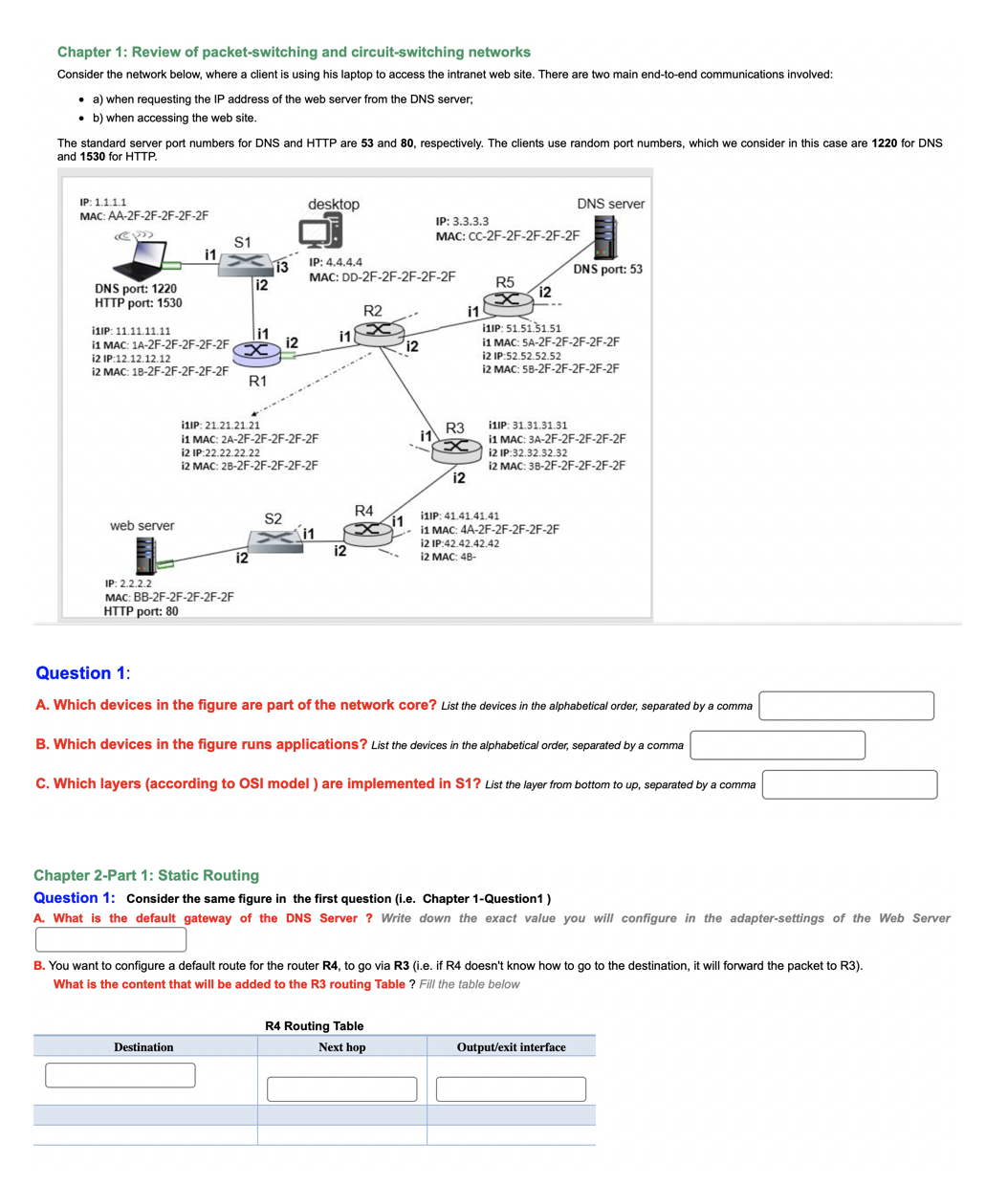 Solved Chapter 1: Review of packet-switching and | Chegg.com