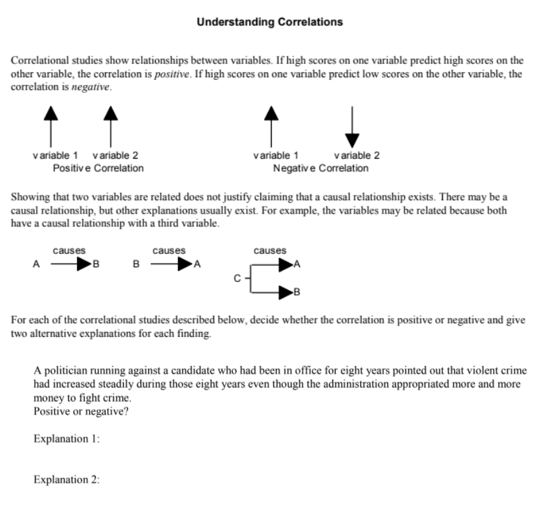 Solved Understanding Correlations Correlational studies show | Chegg.com