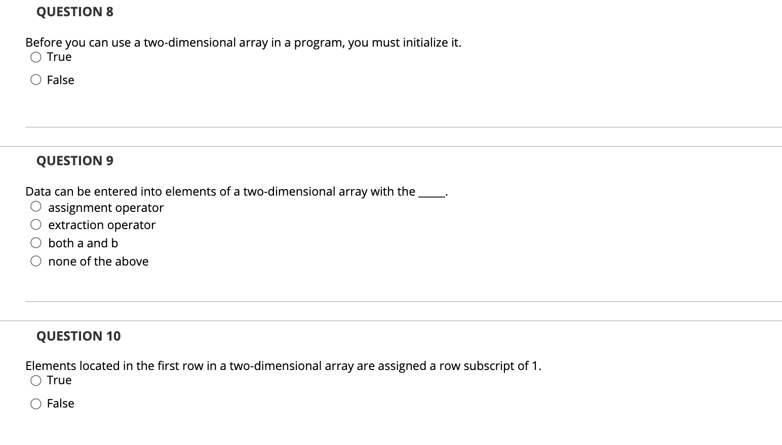 Solved ION 1 A Array Resembles A Table With Rows And Chegg