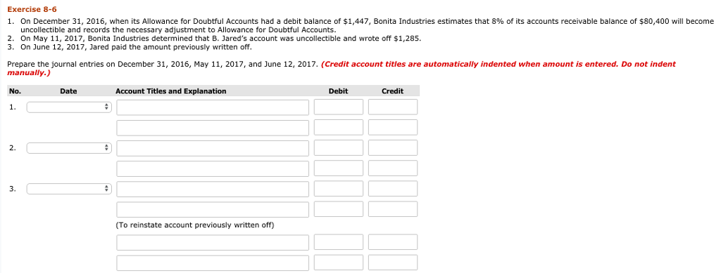 Solved Exercise 8-6 1, on December 31, 2016, when its | Chegg.com